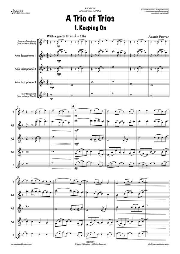 A Trio of Trios – Saxtet Publications