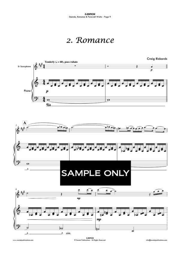 Duende, Romance & Farewell Waltz - Saxtet Publications