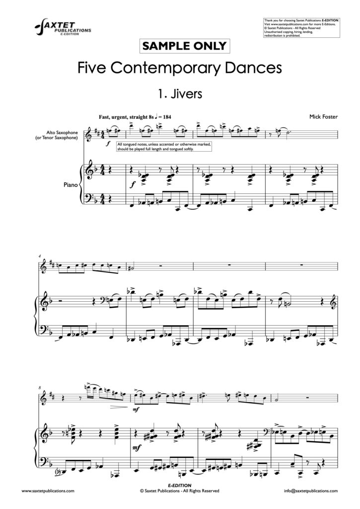 Five Contemporary Dances - Saxtet Publications