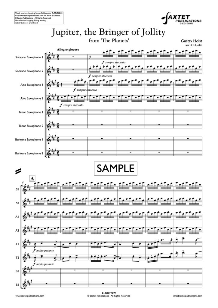 Jupiter, the Bringer of Jollity - Saxtet Publications