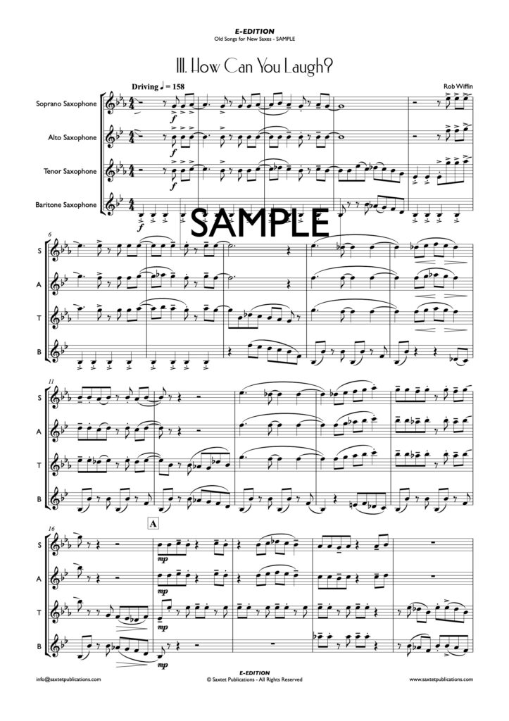 Old Songs for New Saxes - Saxtet Publications
