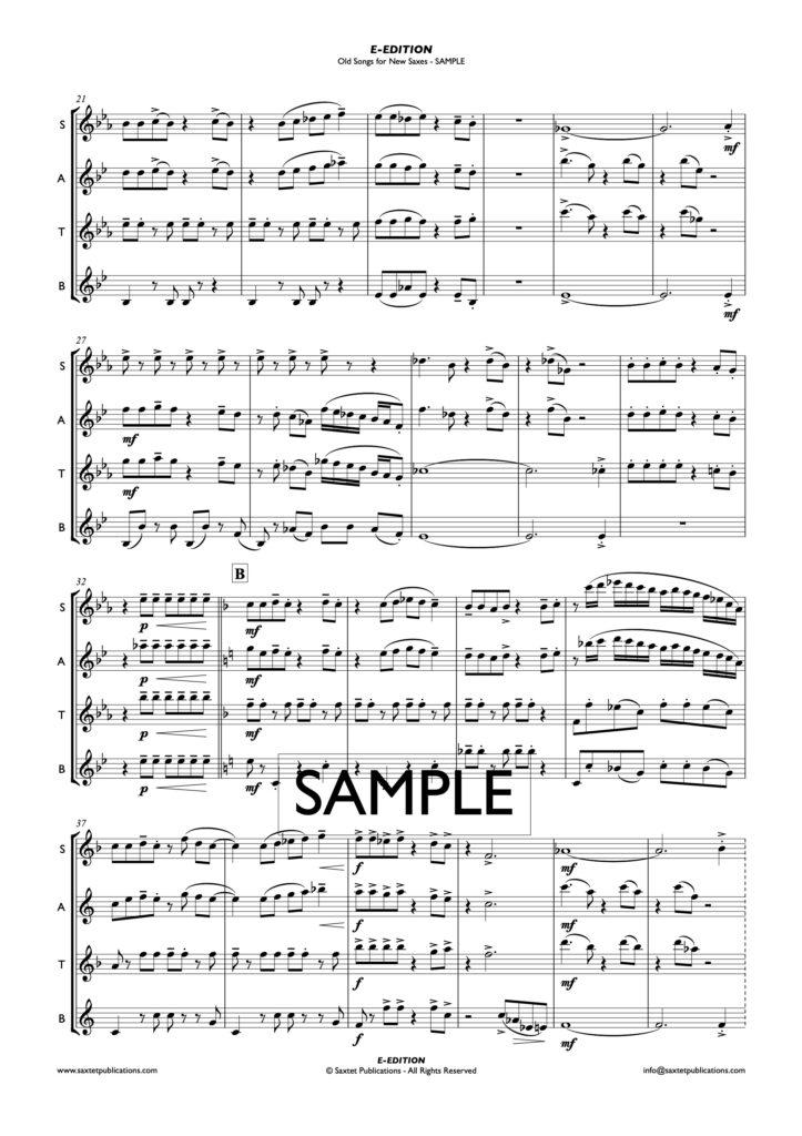 Old Songs for New Saxes - Saxtet Publications