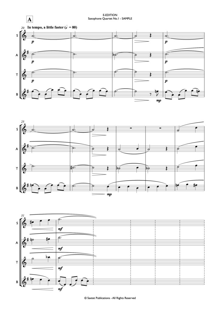 Saxophone Quartet No.1 - Saxtet Publications